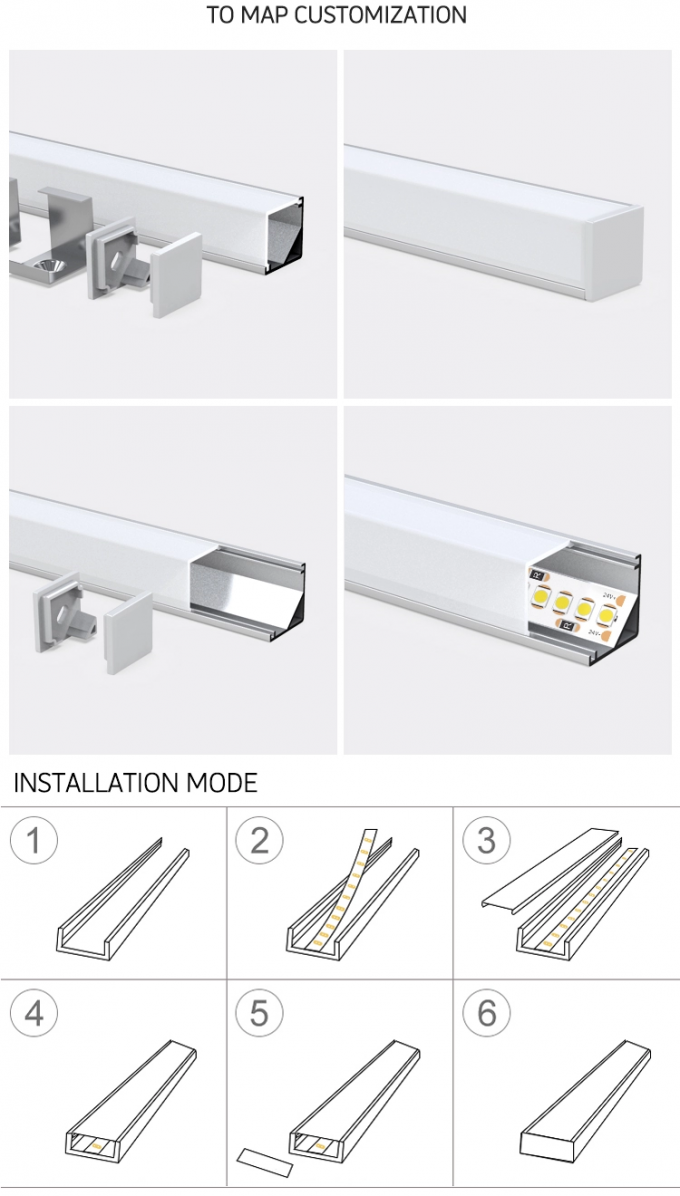 90 Degrees Angle Corner LED Profile Wall Mounted For Cabinet
