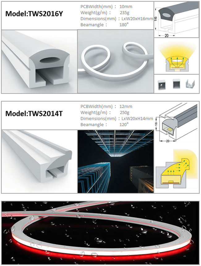 Outdoor IP68 LED Light Silicone Tube LED Strip Waterproof 20×14mm