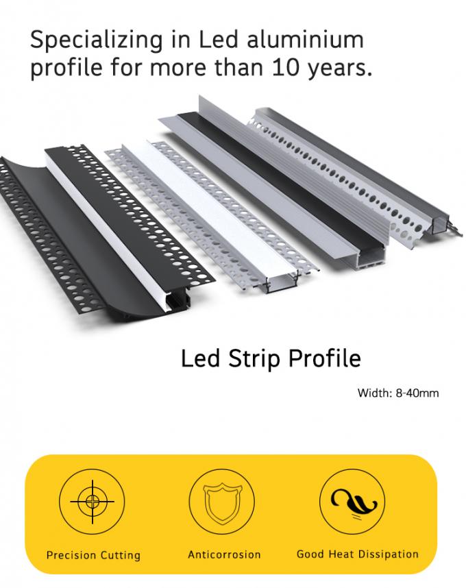 Embedded Plasterboard LED Profile , Drywall LED Strip Channel for Wall ...